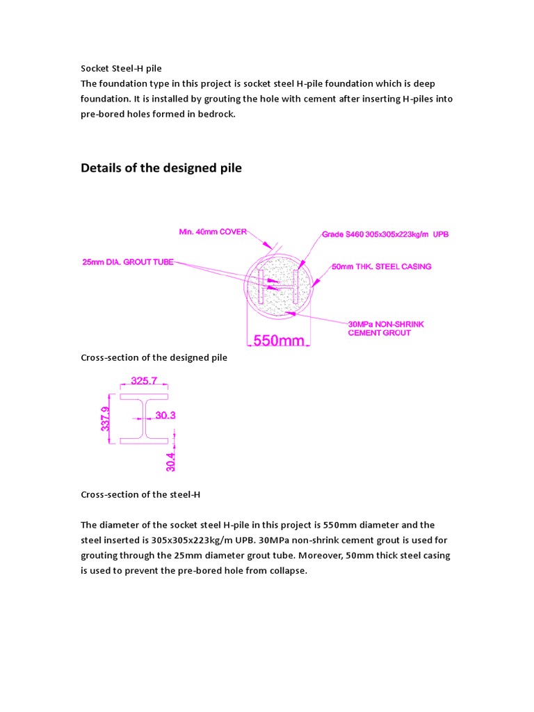 Socket H Pile | PDF | Deep Foundation | Casing (Borehole)