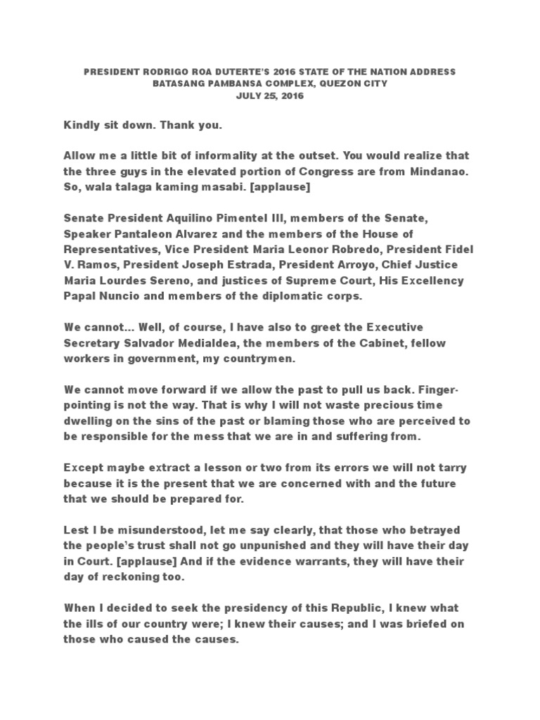 COMPLETE DUTERTE SONA SPEECH.docx | Macroeconomics | Fiscal Policy