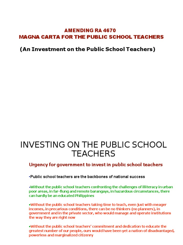 Amending Ra 4670 Magna Carta For The Pub | PDF | Discrimination | Teachers