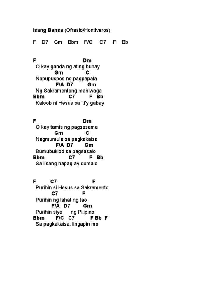 CHORDS - Isang Bansa | PDF