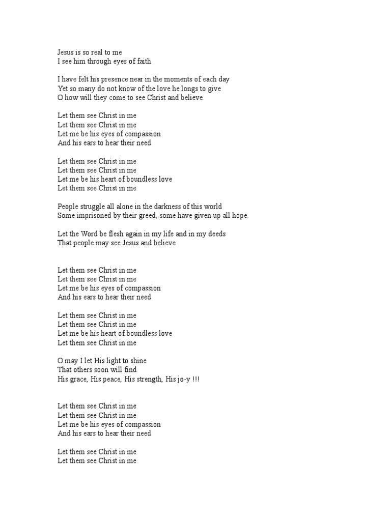 LYRICS - Let Them See Christ in Me | PDF | Christian Denominational ...