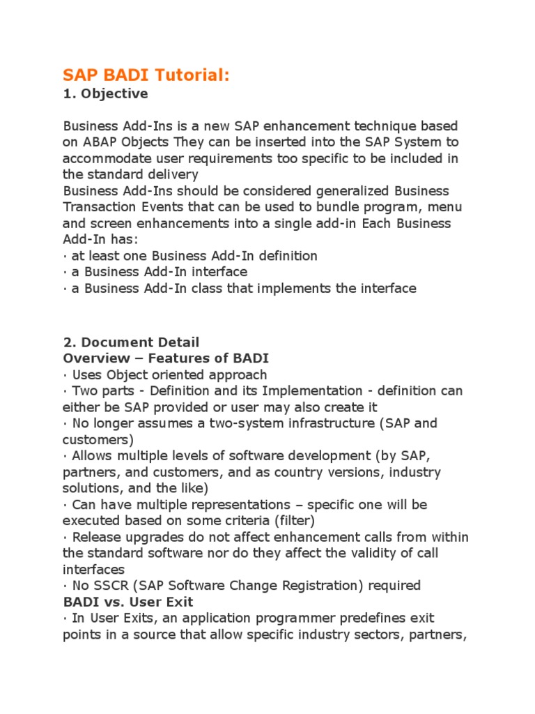 Sap Badi Tutorial | PDF | Method (Computer Programming) | Parameter (Computer Programming)