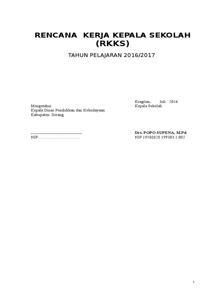 Program Kerja Kepala Sekolah | PDF
