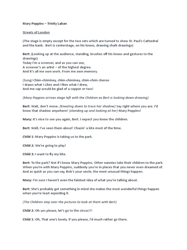 Mary Poppins - Trinity Laban Script | PDF | Leisure
