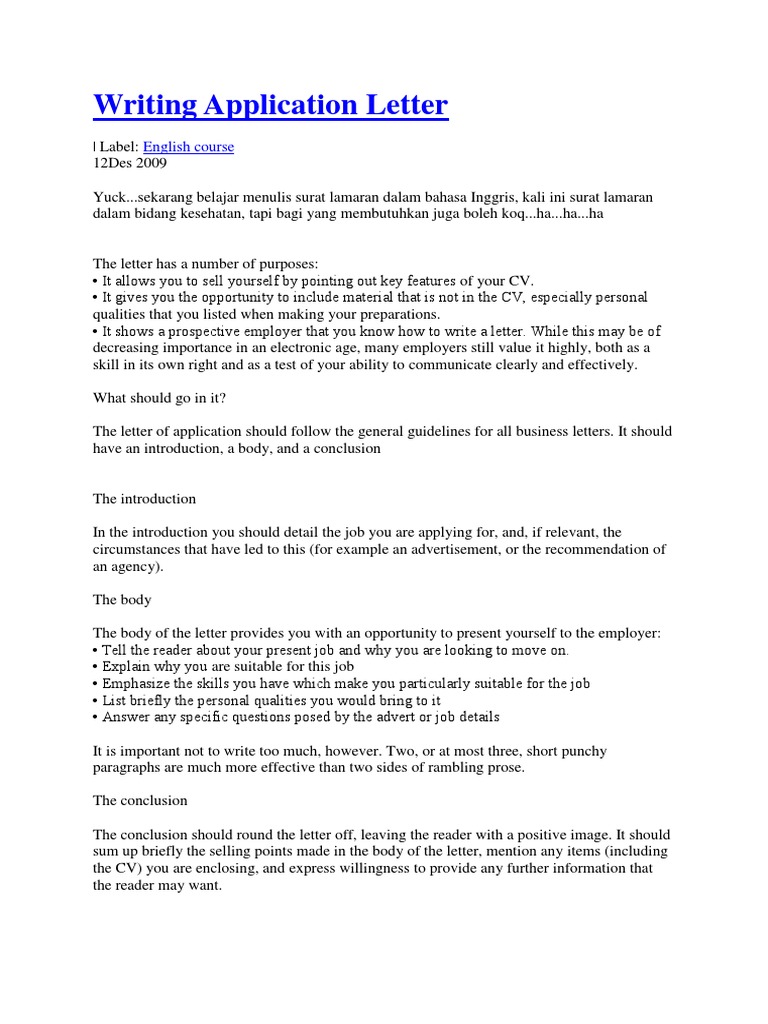 English Application Letter Guide | PDF | Academia | Advertising