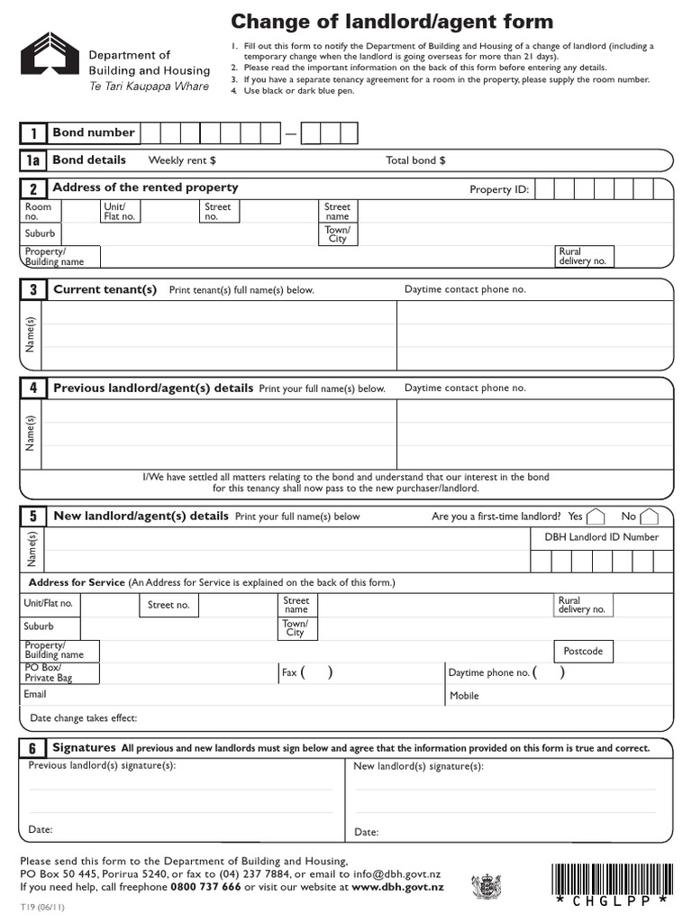 Change of Landlord Agent Form | PDF | Landlord | Leasehold Estate