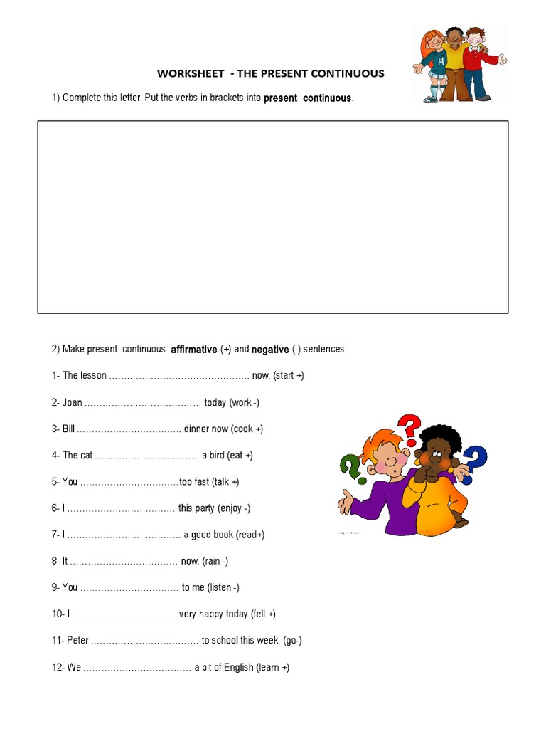 Worksheet - The Present Continuous | PDF | Leisure