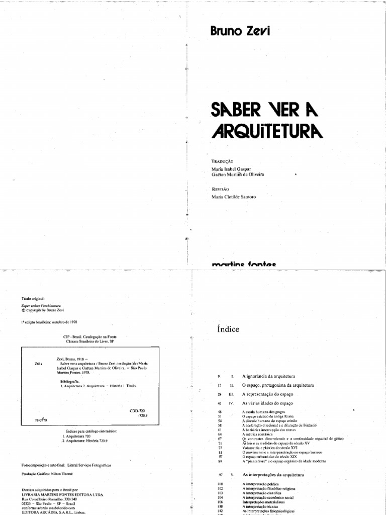Bruno Zevi Saber Ver A Arquitetura PDF | PDF
