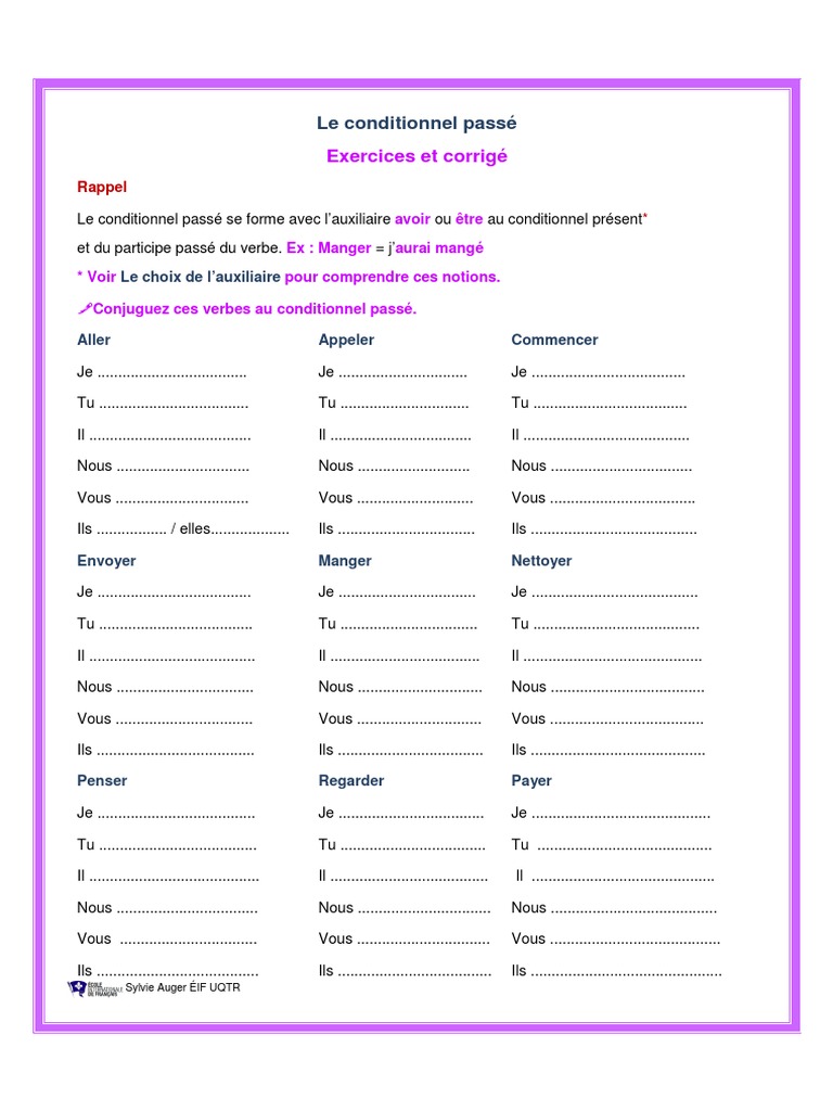 Le Conditionnel Passé Exercices Et Corrigé | PDF | Échecs | Jeux et ...