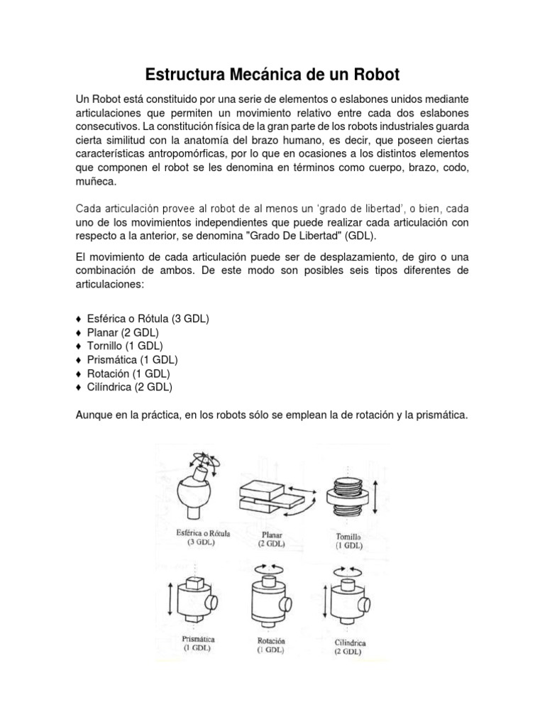 Estructura Mecánica de Un Robot | PDF | Robot | Robótica