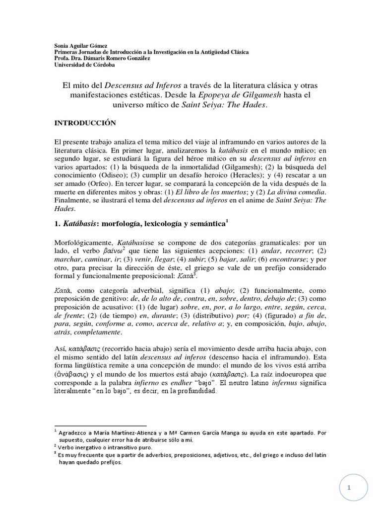 El Mito Del Descensus Ad Inferos A Trave PDF | PDF | infierno | Osiris