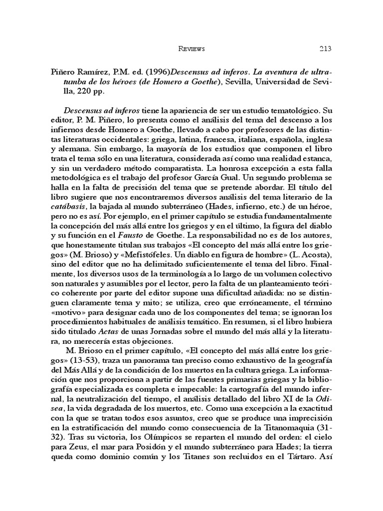 Reseña Sobre El Descensus Ad Inferos | PDF | infierno | Fausto