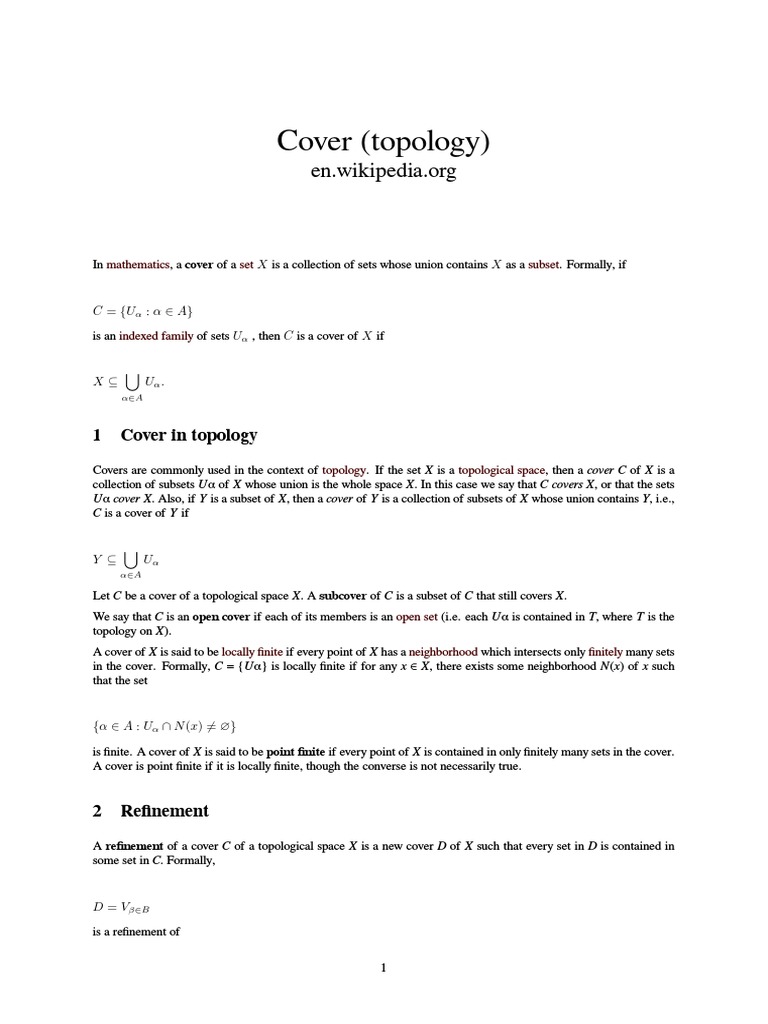 Cover (Topology) | PDF | Topological Spaces | Space