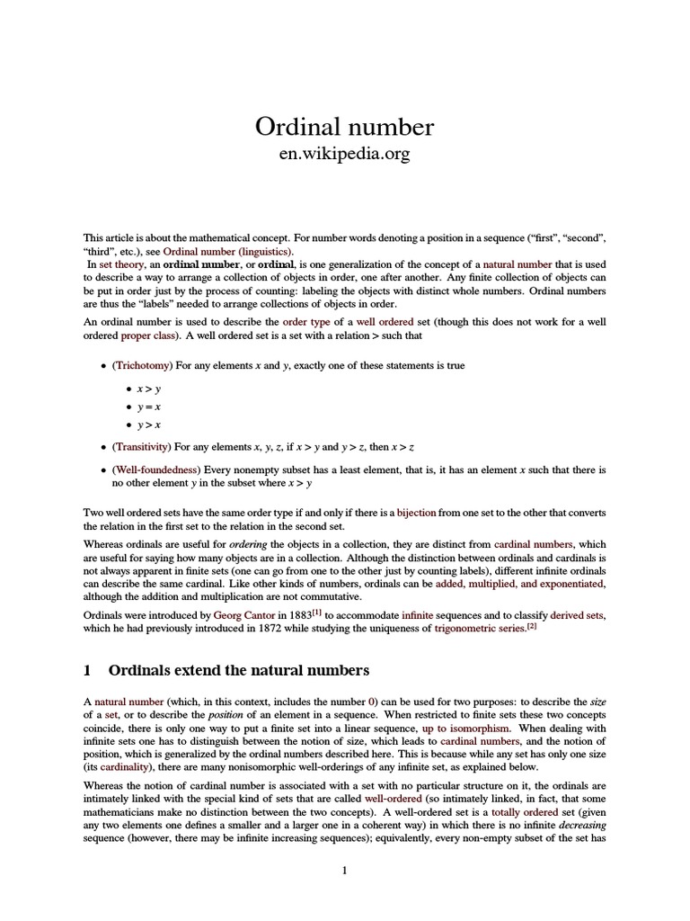 Ordinal Number | PDF | Logic | Mathematical Logic
