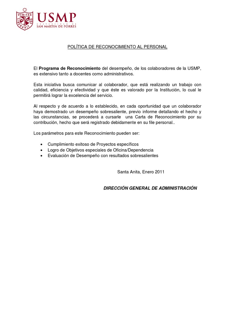 Politica de Reconocimiento | PDF