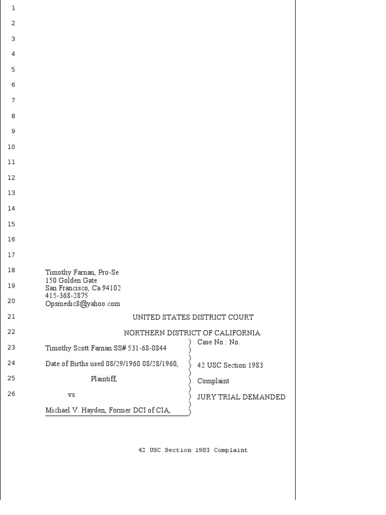 42 USC § 1983 Complaint by Farnan | PDF