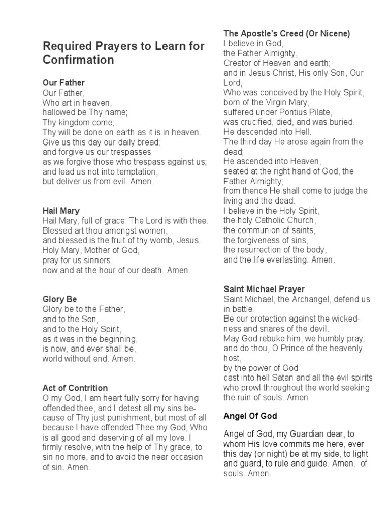 Confirmation Requirements | PDF | Lord's Prayer | Sacraments