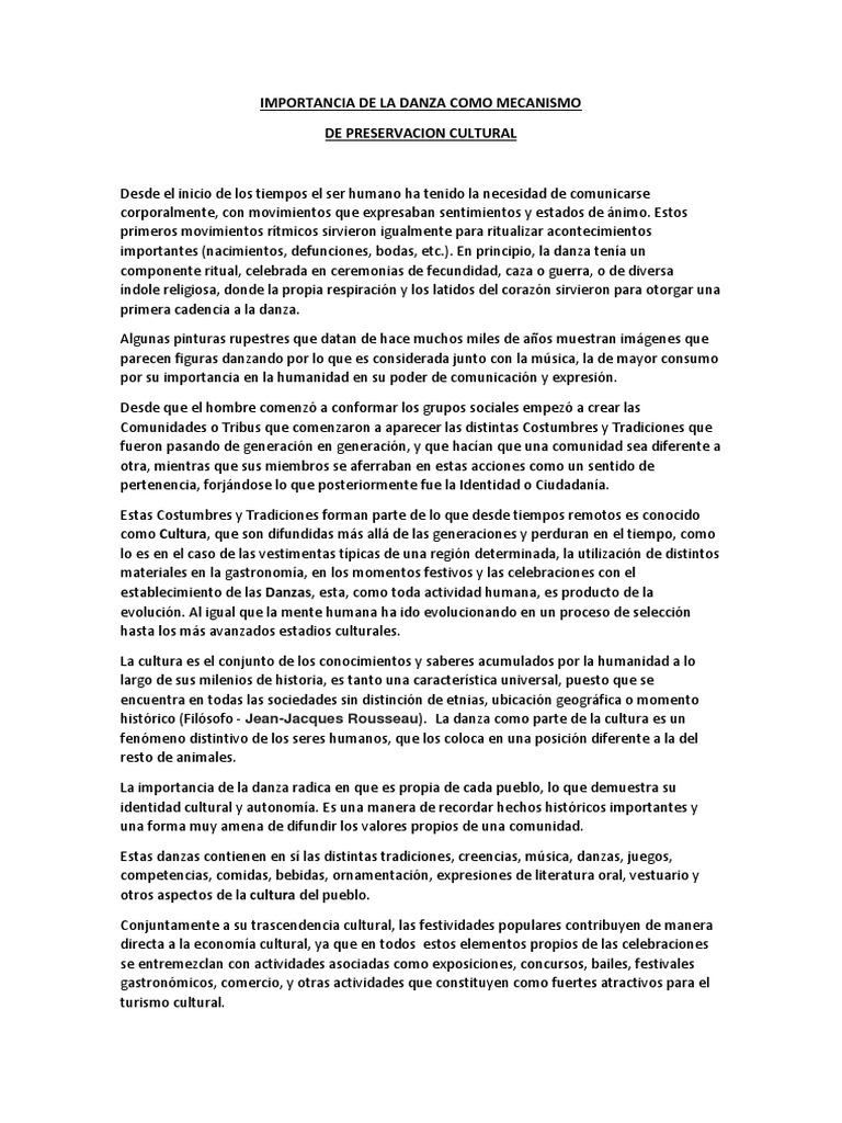 Importancia de La Danza | PDF | Bailes | Cultura (general)