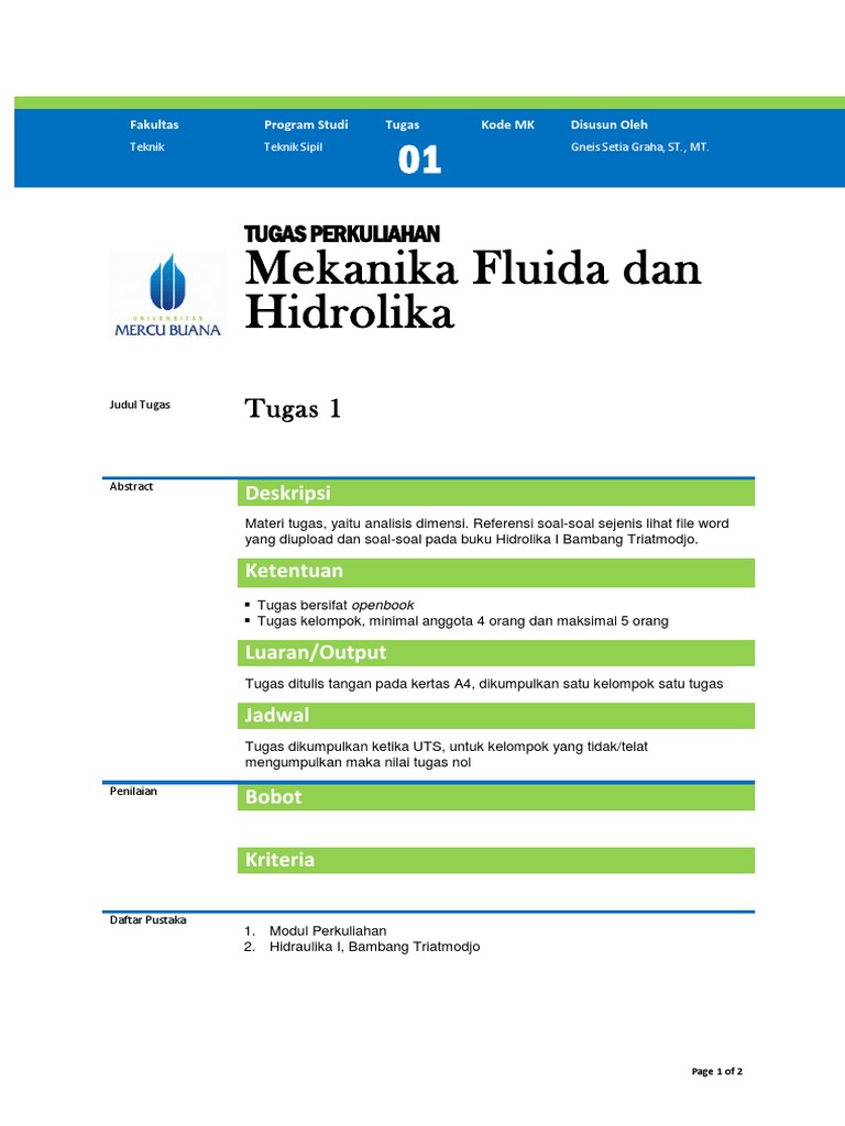 Tugas UTS Mekanika Fluida Part 1 | PDF | Sains & Matematika