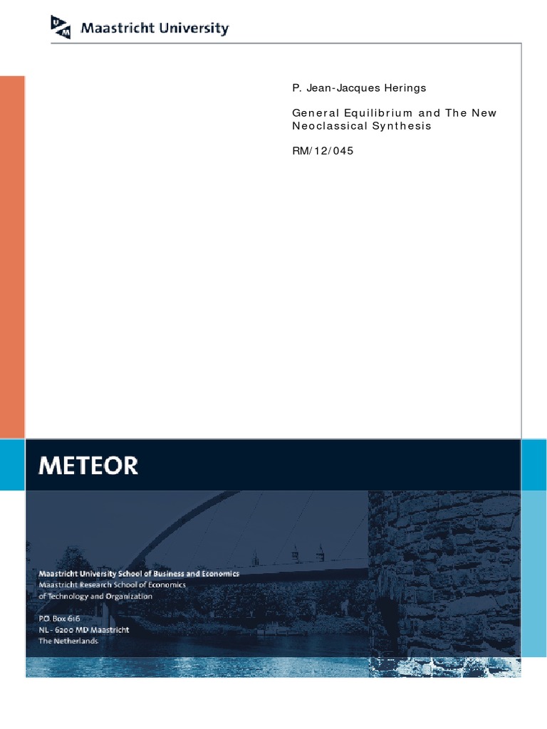 General Equilibrium and The New Neoclassical Synthesis - Herings | PDF ...