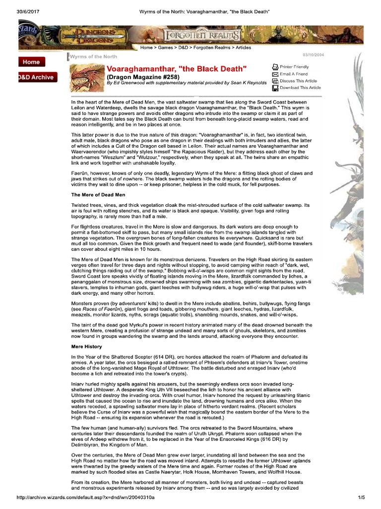 Wyrms of The North - Voaraghamanthar, - The Black Death | PDF