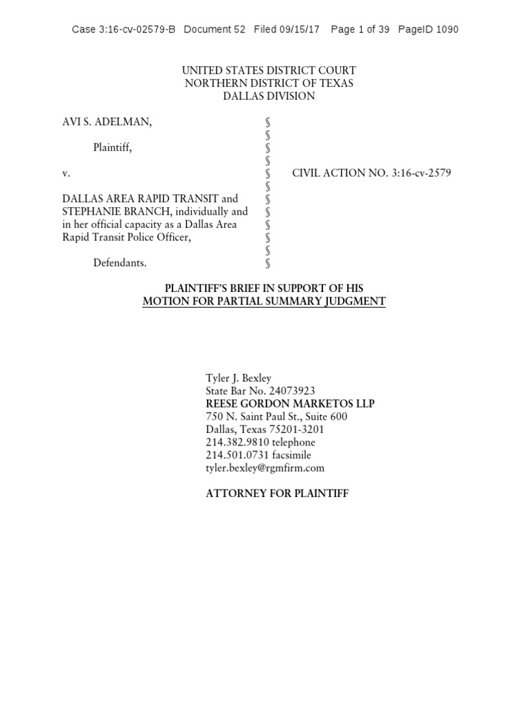 MSJ Adelman Brief (Filed) | Download Free PDF | Probable Cause | Fourth ...