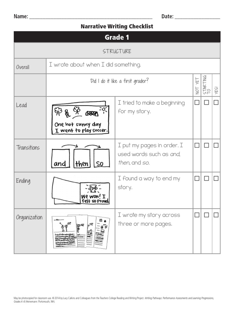 Narrative Writing Checklist | PDF | Communication | Semiotics