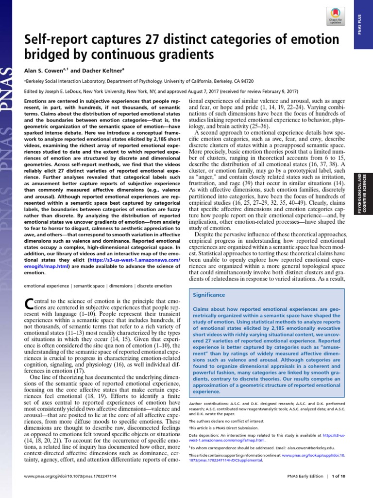 Self-Report Captures 27 Distinct Categories of Emotion Bridged by ...