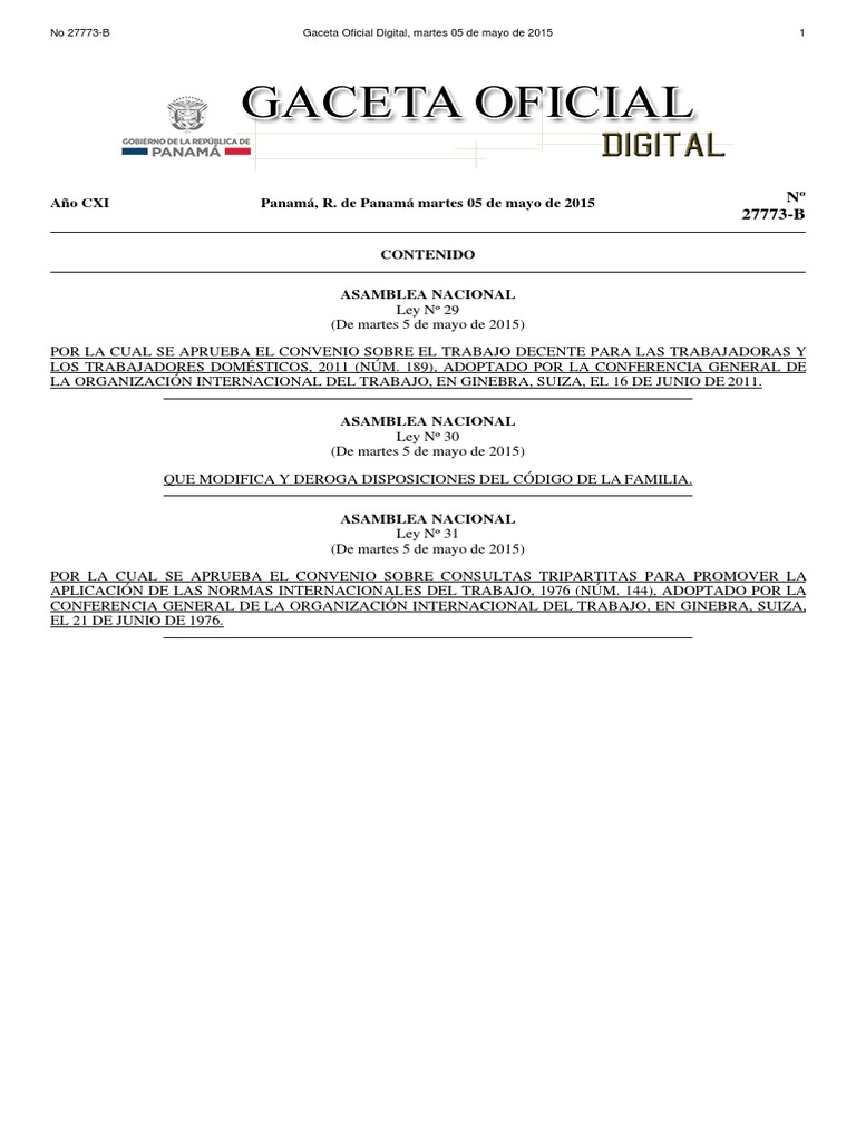 Ley Panama | PDF | Organización Internacional del Trabajo | Gobierno