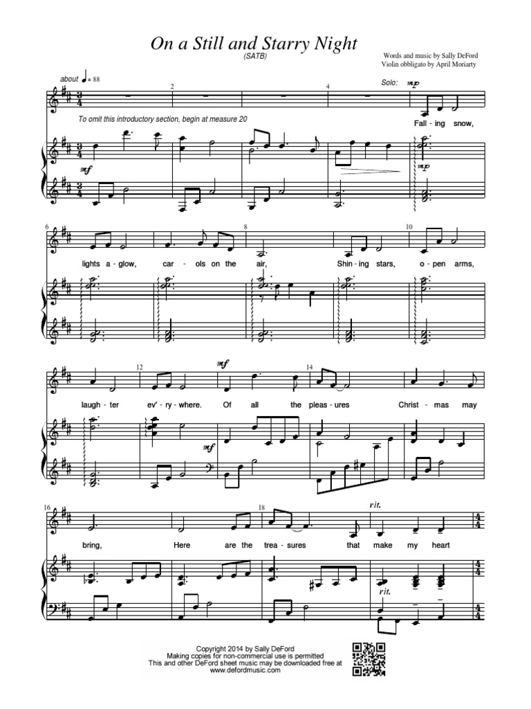 On A Still and Starry Night Satb | PDF | Musical Instruments | Harmony