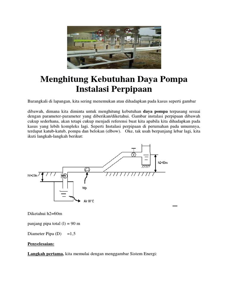 Menghitung Kebutuhan Daya Pompa Instalasi | PDF
