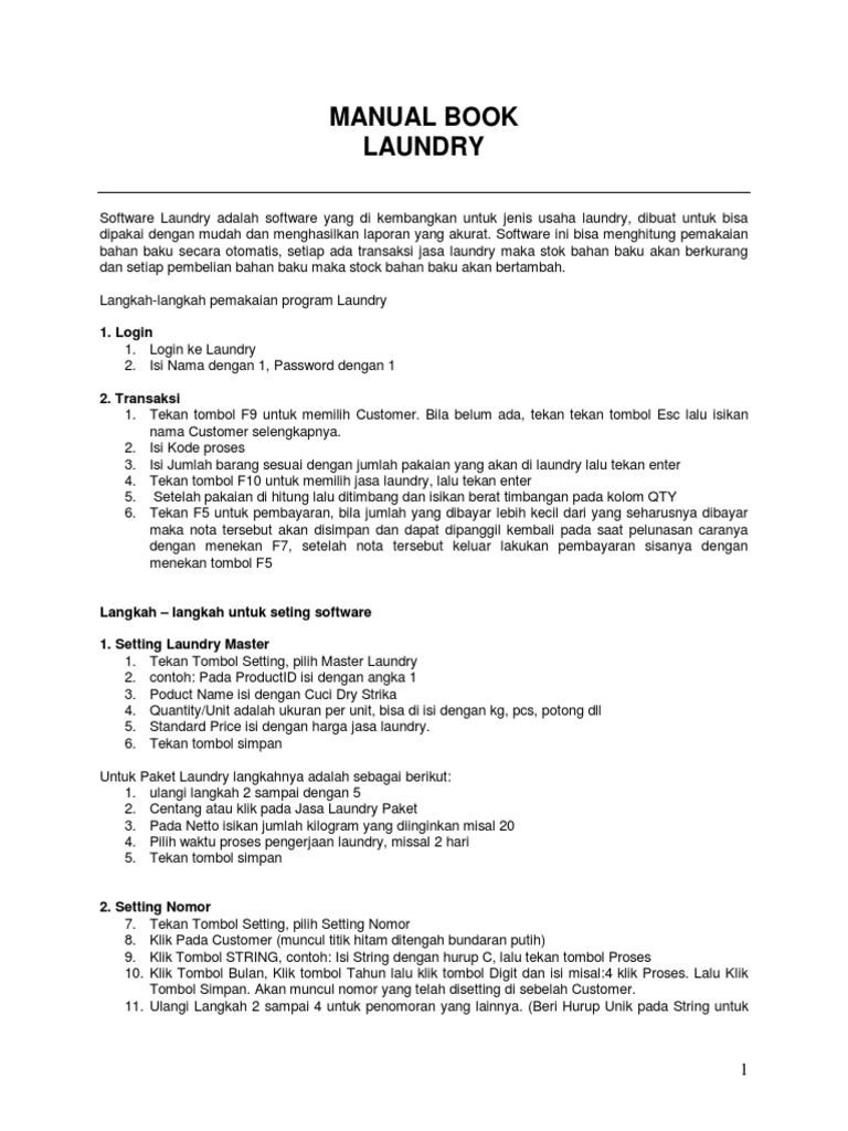 Manual Book Laundry | PDF