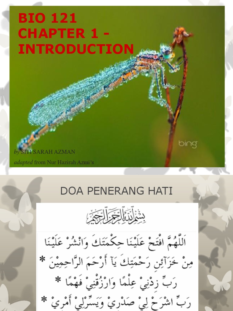 BIO 121 Chapter 1 - : by Siti Sarah Azman Adapted From Nur Hazirah Azmi ...