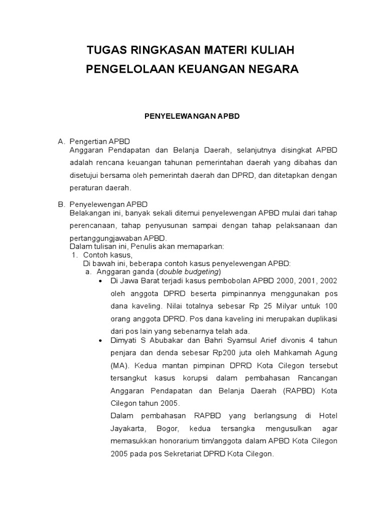 Siklus APBN&APBD (Contoh Kasus) | PDF