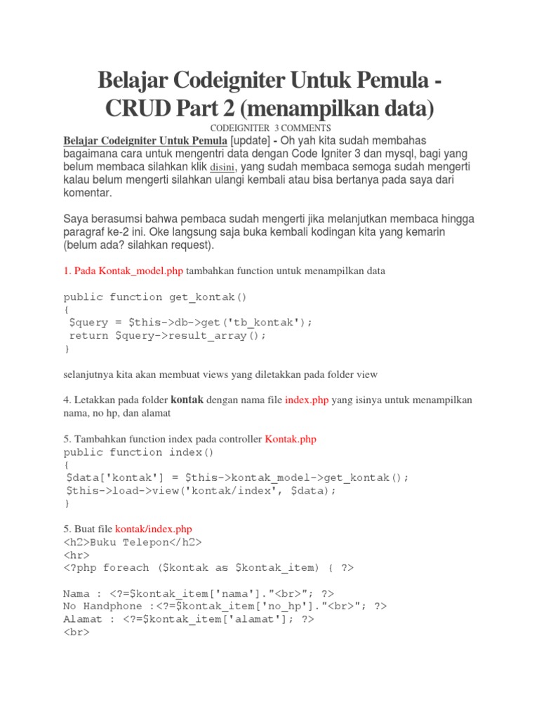 09za - Belajar Codeigniter Untuk Pemula | PDF