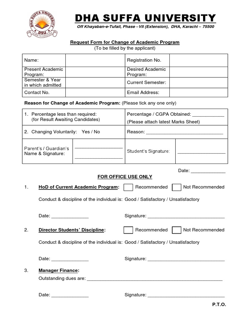 Request Form For Change of Academic Program 2016 | PDF | Further Education