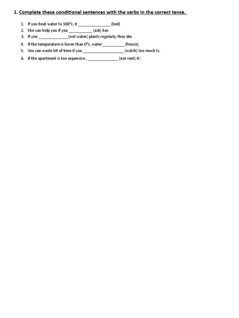 Complete These Conditional Sentences With The | PDF