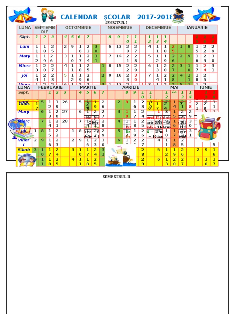 Calendar Scolar 2017 2018 | PDF