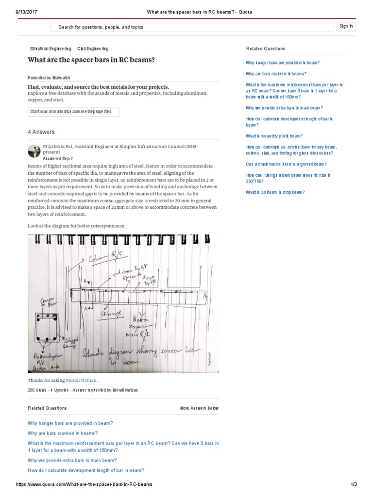 What Are The Spacer Bars in RC Beams - Quora | PDF | Beam (Structure ...