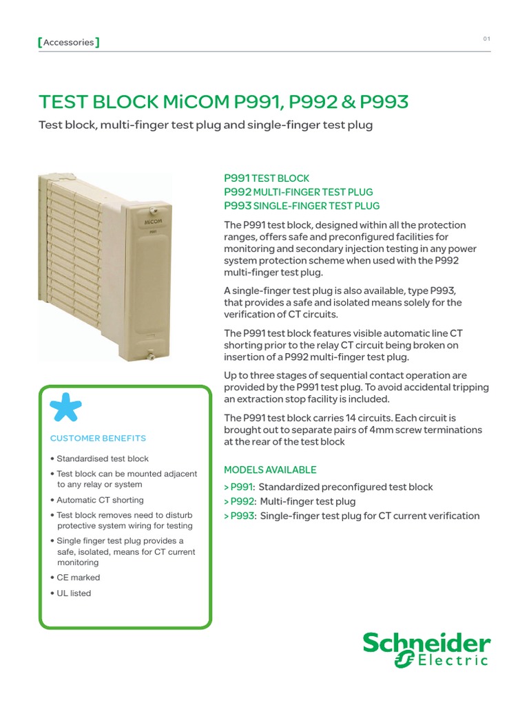 5B Accessories 5D Test Blocks MiCOM P991, P992 & P993 | PDF ...