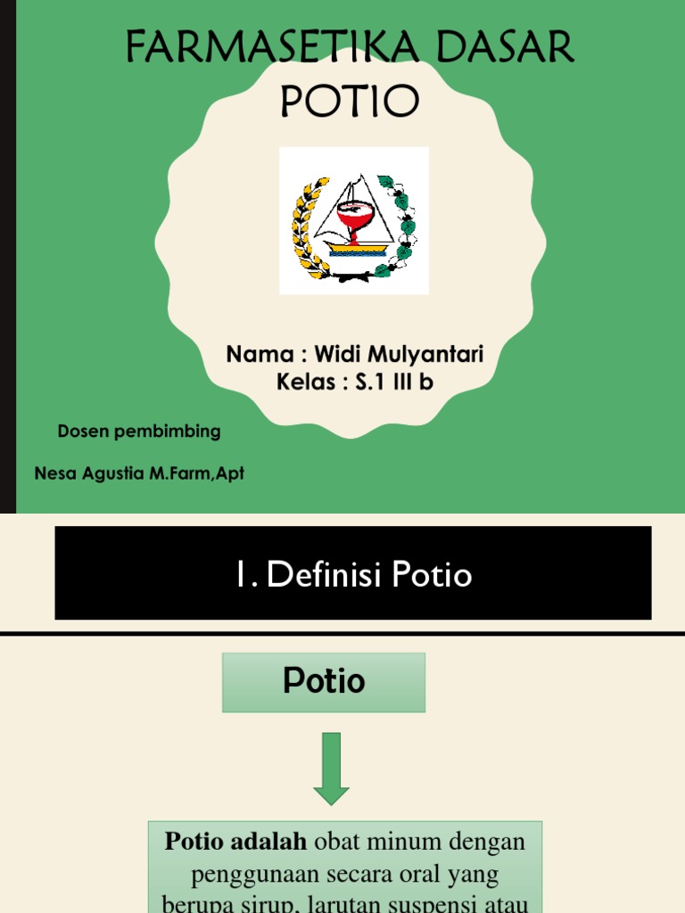 Definisi dan Formulasi Potio dalam Farmasi | PDF | Memasak, Makanan ...