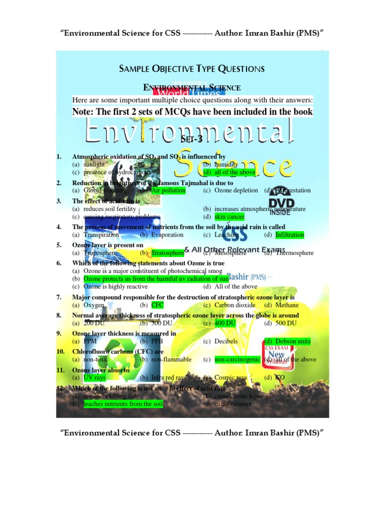Environmental Science MCQs for CSS | PDF | Ozone | Ecology