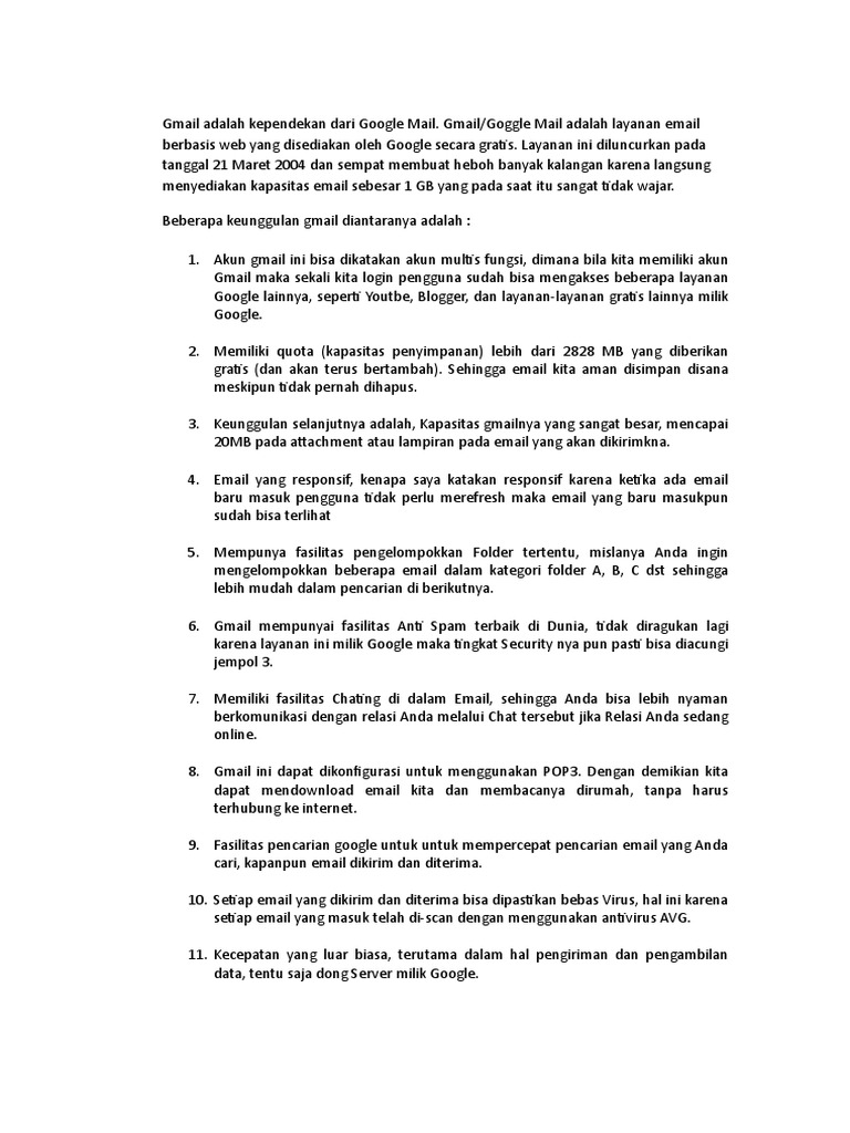Gmail Adalah Kependekan Dari Google Mail Pdf Karier Perkembangan