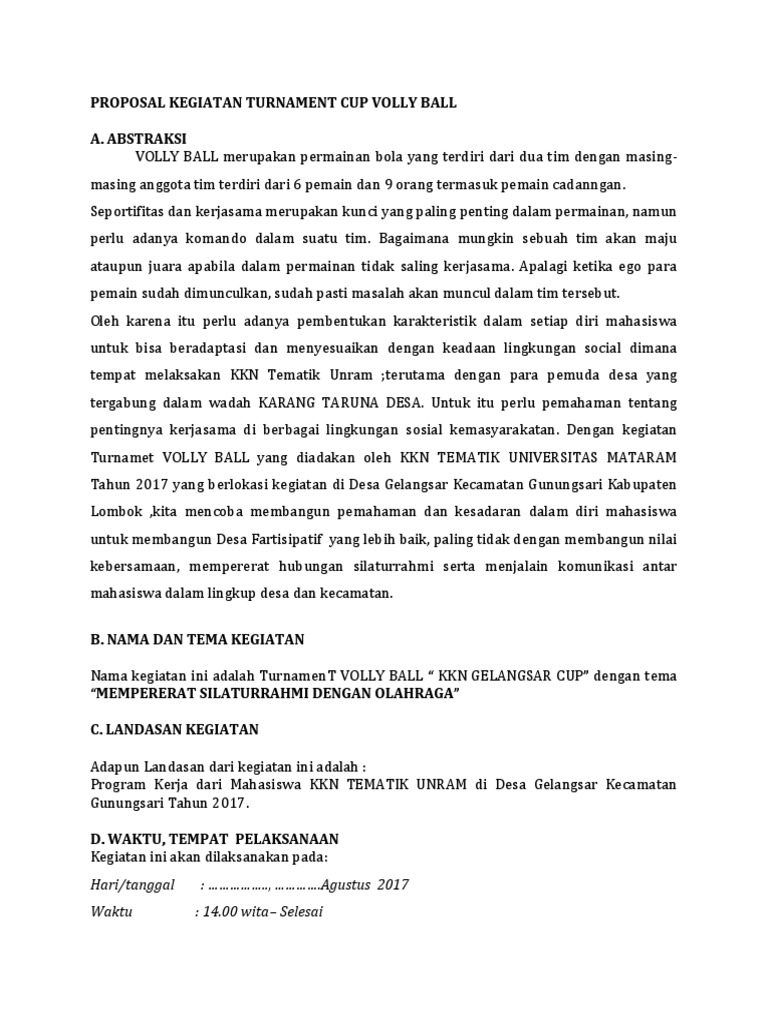 Contoh Proposal Kegiatan Turnament Futsal Cup | PDF