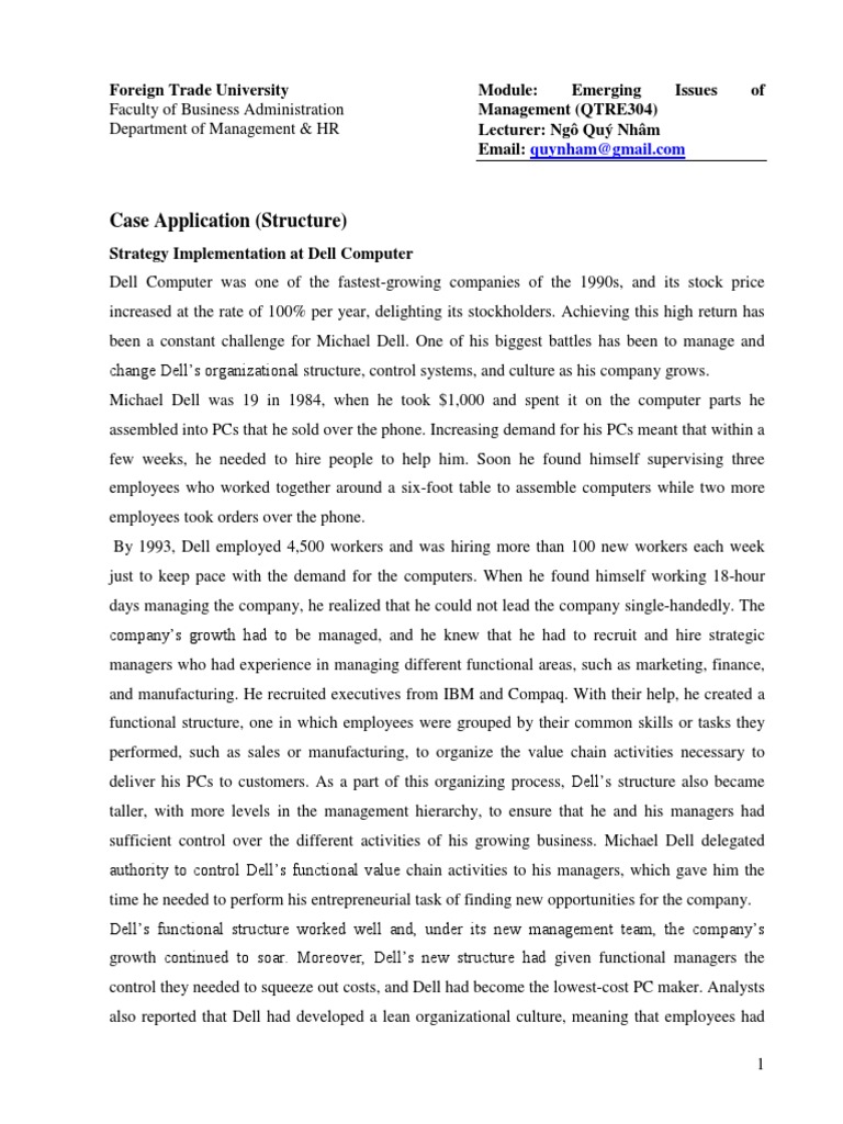 Case Unit02 Organizational Structure Change | PDF | Dell ...