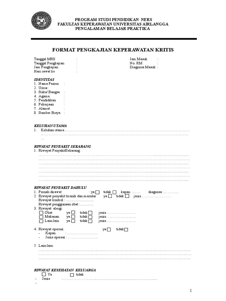 Format Pengkajian Kritis | PDF