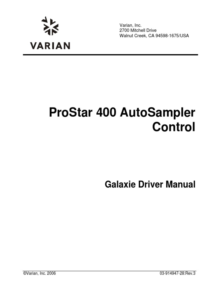 Prostar 400 Autosampler Control: Galaxie Driver Manual | PDF ...