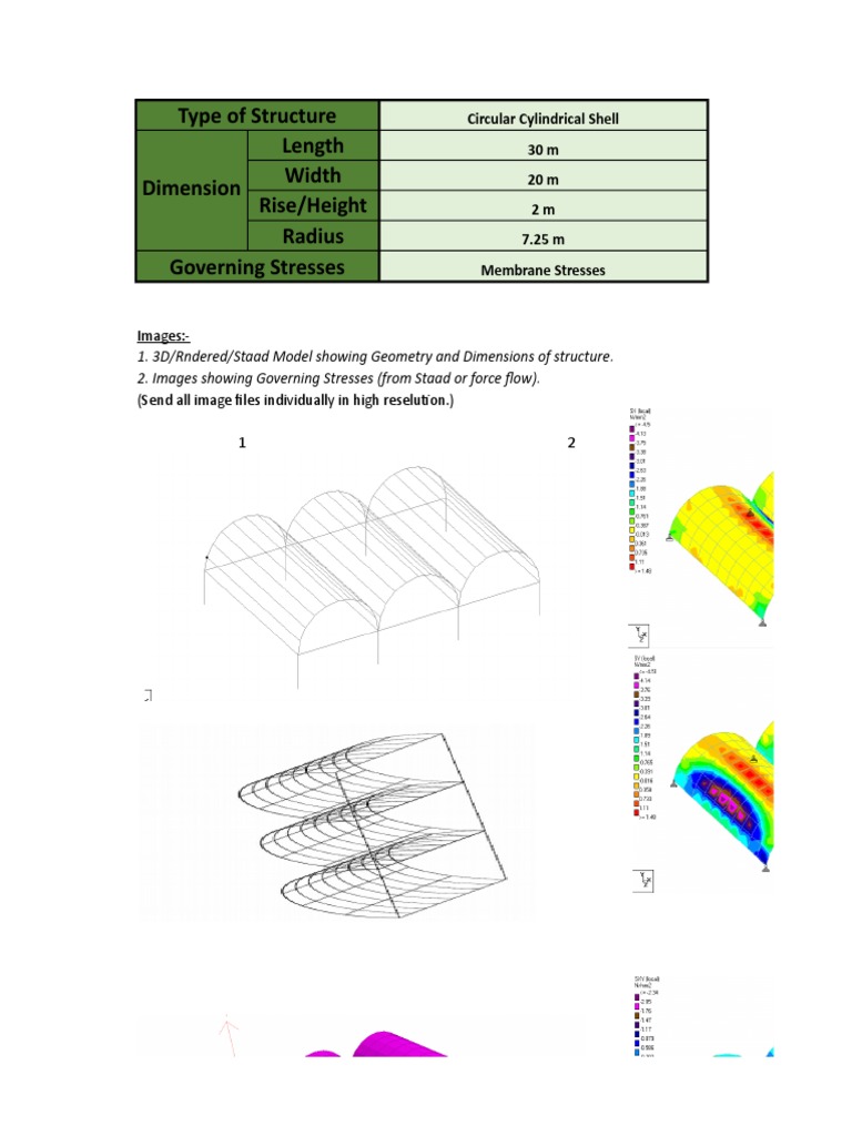 Type of Structure Dimension Length Width Rise/Height Radius Governing ...