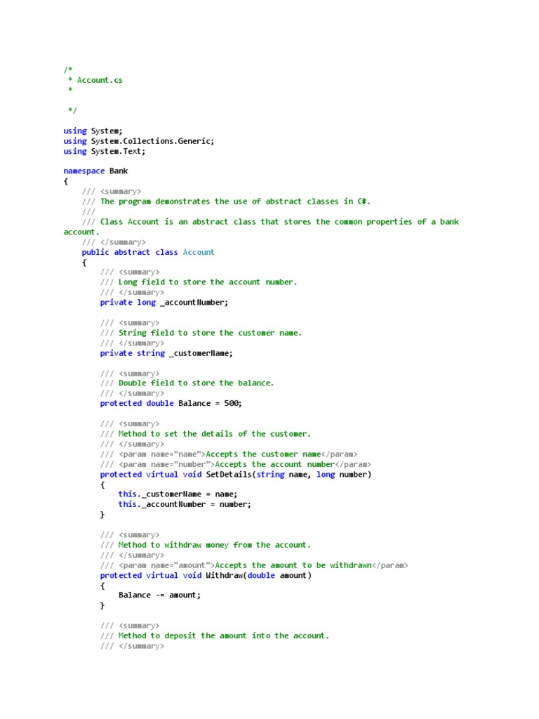 System System - Collections.Generic System - Text Bank (: Using Using Using Namespace | Download ...