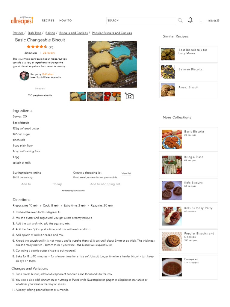 Basic Changeable Biscuit Recipe - All Recipes Australia NZ | PDF | Biscuit | Cuisine